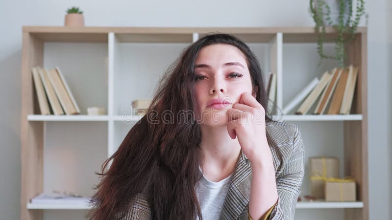Work Fatigue Boring Interview Drowsy Woman Nodding Stock Footage