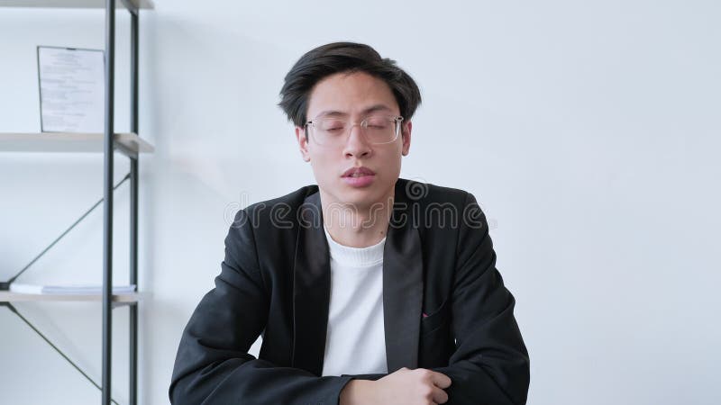 Work Fatigue Boring Interview Sleepy Man Nodding Stock Video Video Of