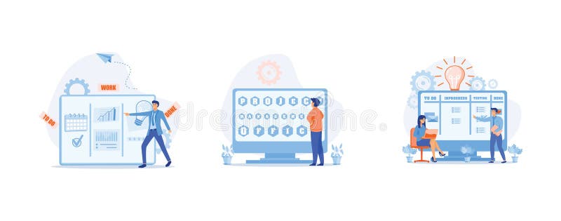 Work Flow Organization. Office Work and Time Management Stock Vector ...