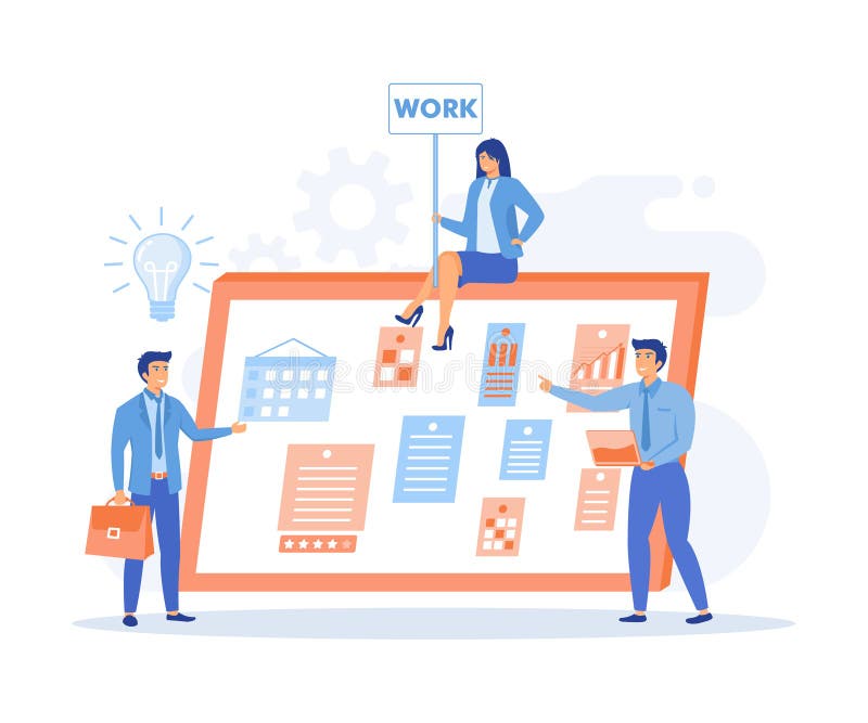 Work Flow Organization. Office Work and Time Management Stock Vector ...