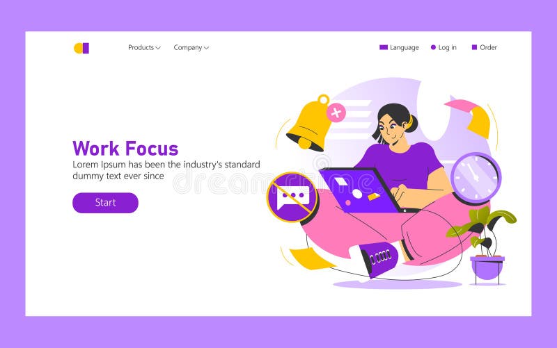 Work Focus. Flat Vector Illustration Stock Illustration - Illustration ...