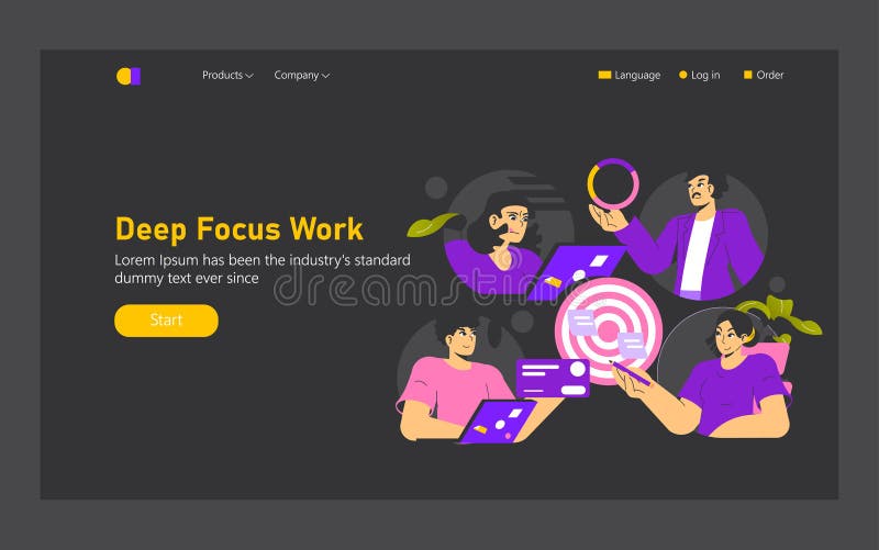 Work Focus. Flat Vector Illustration Stock Vector - Illustration of ...