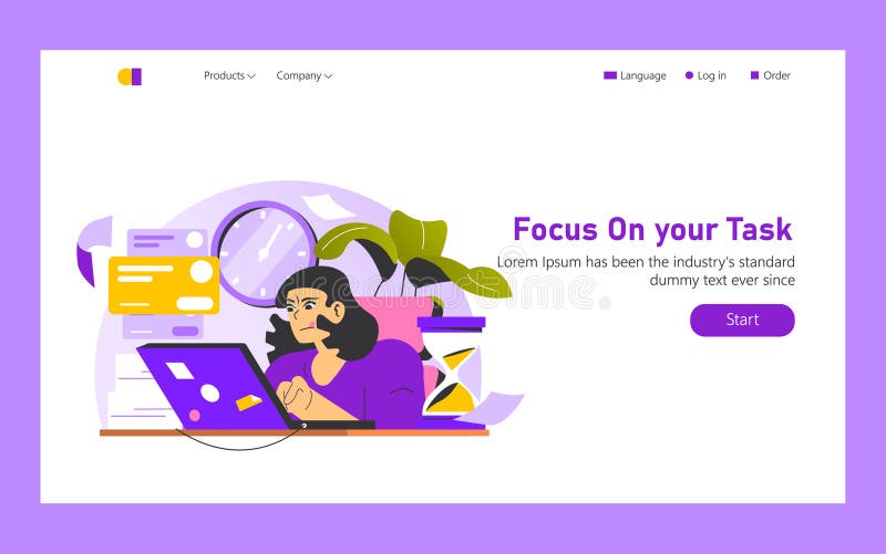 Work Focus. Flat Vector Illustration Stock Vector - Illustration of ...