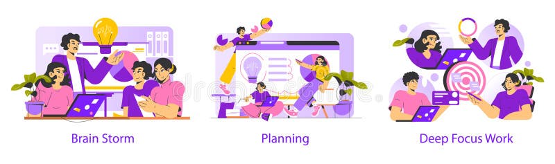Work Focus. Flat Vector Illustration Stock Vector - Illustration of ...