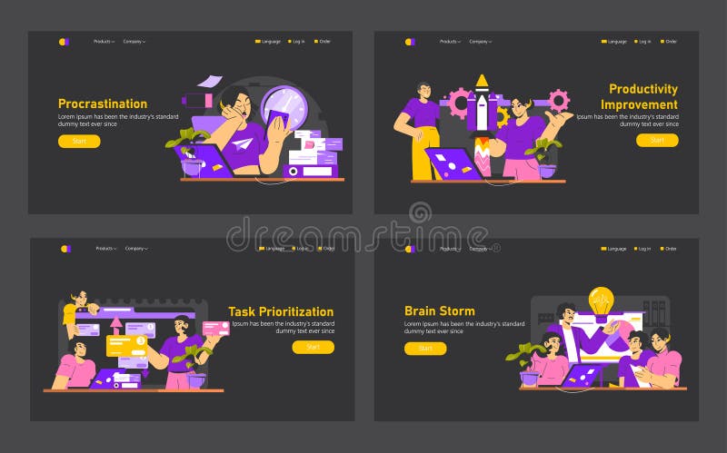 Work Focus. Flat Vector Illustration Stock Vector - Illustration of ...