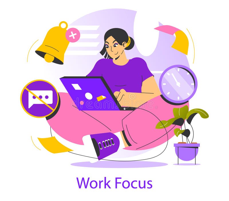 Work Focus. Flat Vector Illustration Stock Illustration - Illustration ...