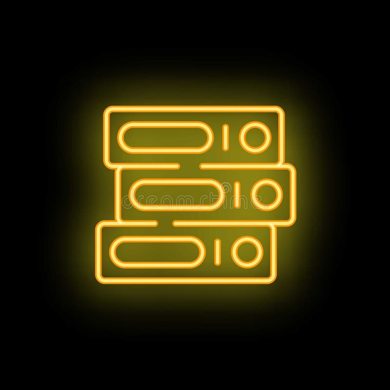 Work Folder Icon Neon Vector Stock Vector - Illustration of black ...