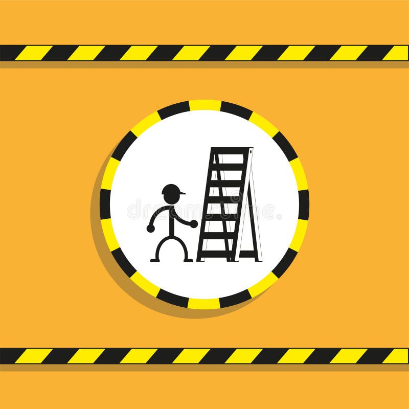 Work on a Folding Ladder. Vector Icon. Stock Vector - Illustration of ...