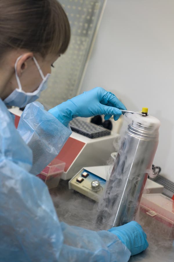Work with Frozen Samples in Biological Laboratory Stock Photo - Image ...