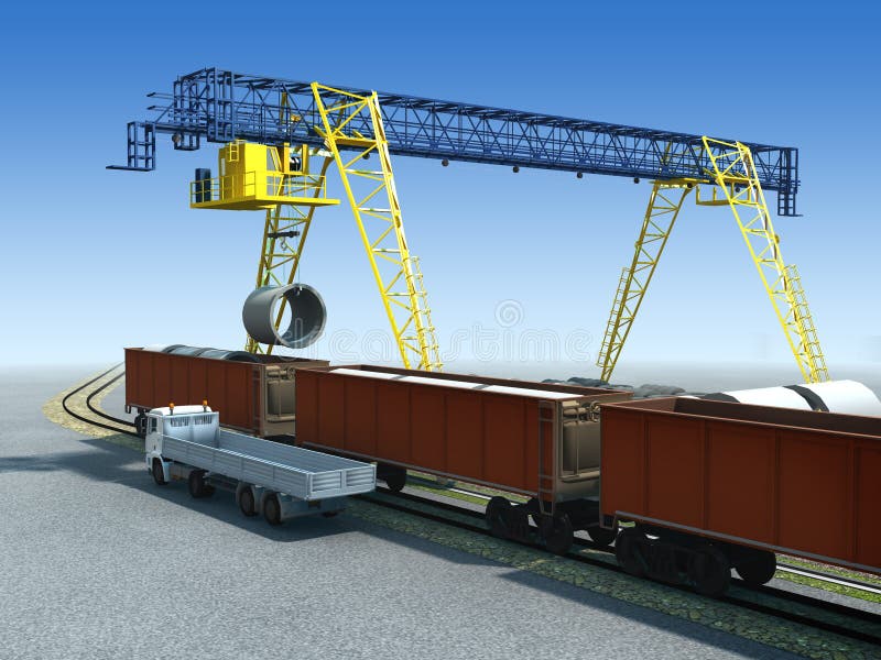 Work of gantry crane stock illustration. Illustration of site - 19866199