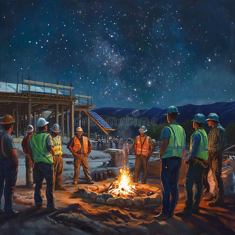 After-Work Gathering of Construction Workers at the Site Stock ...