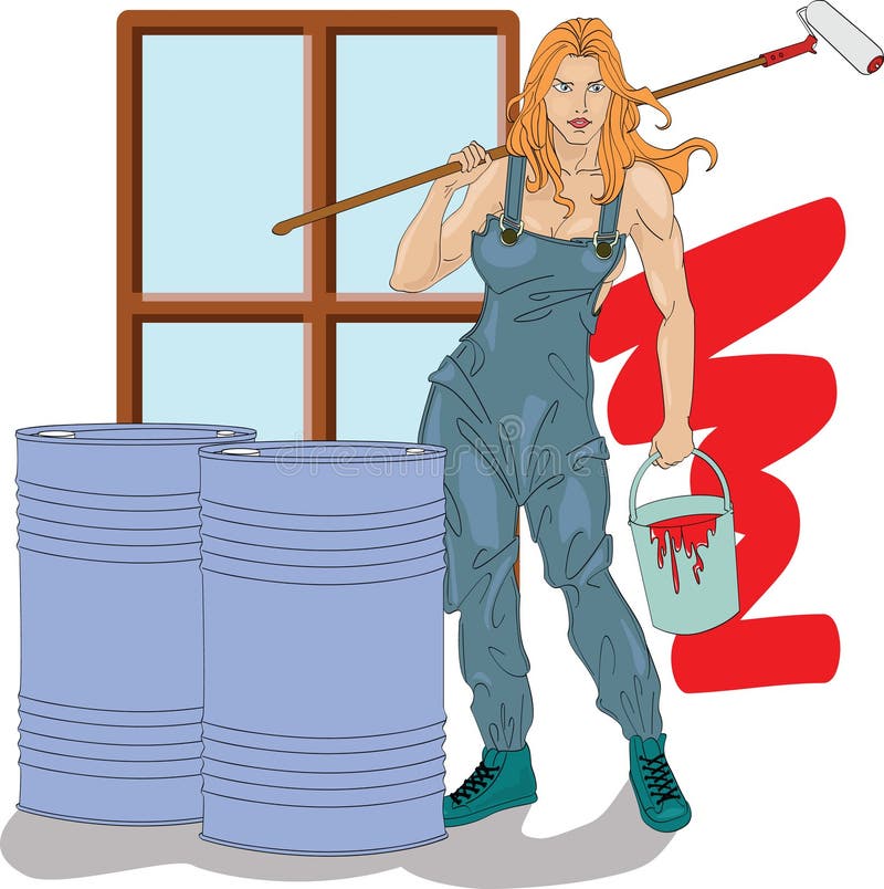 Work girl stock vector. Illustration of interior, blots - 9193757