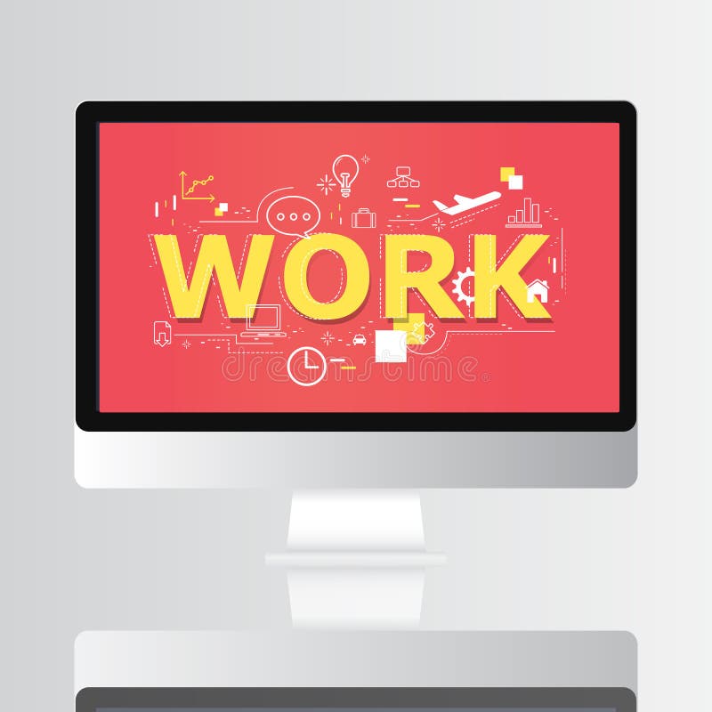 Work Graphic on Computer Screen Concept. Stock Illustration ...