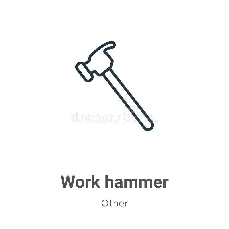 Work Hammer Outline Vector Icon. Thin Line Black Work Hammer Icon, Flat ...
