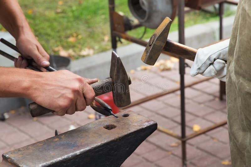 Work with Hammers on the Anvil. Stock Photo - Image of iron, europe ...
