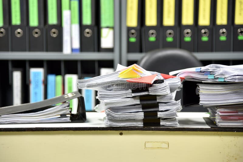 Work Hard, Lot of Work, Stacks of Document Paper and Files Folder on ...