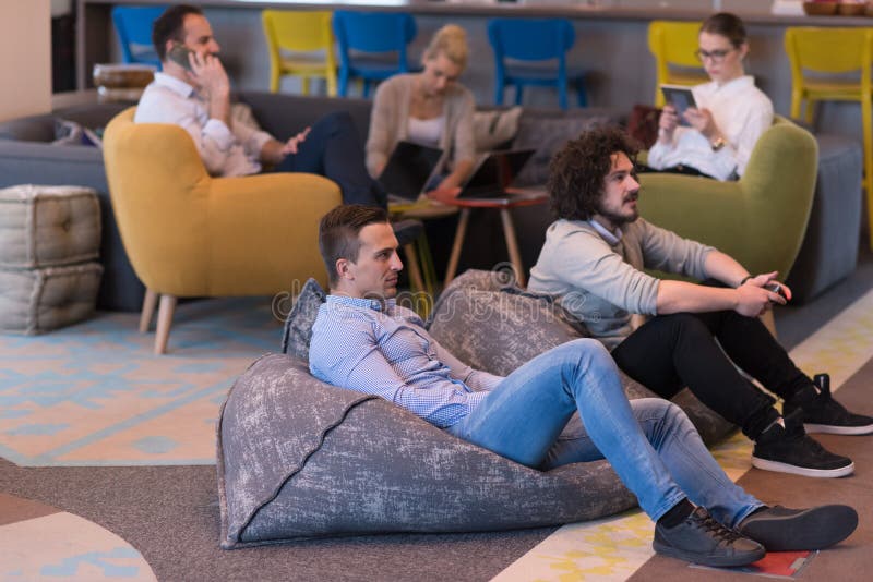 Startup Office Workers Playing Computer Games Stock Image - Image of ...