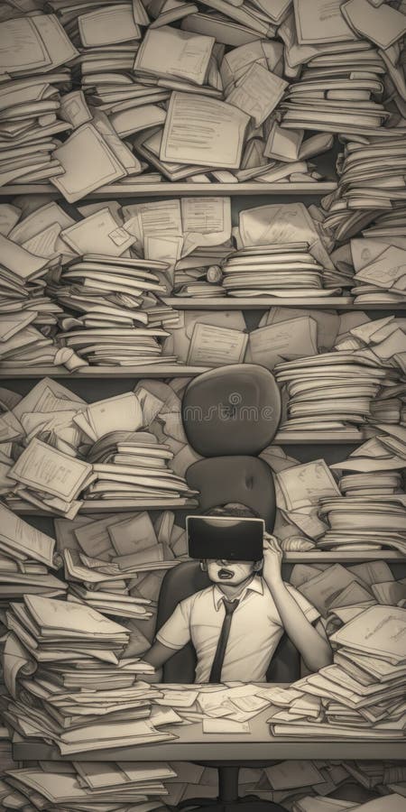 Work has piled up stock illustration. Illustration of workload - 301987074