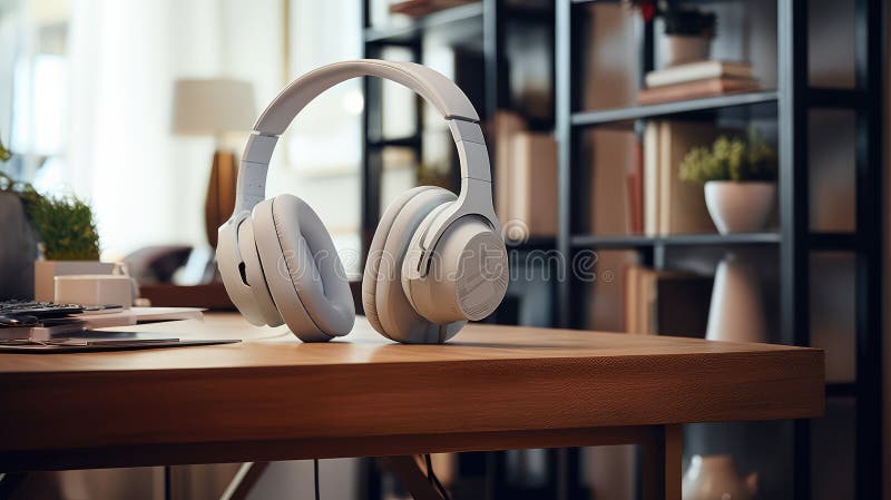 Work headset home office stock illustration. Illustration of desk ...