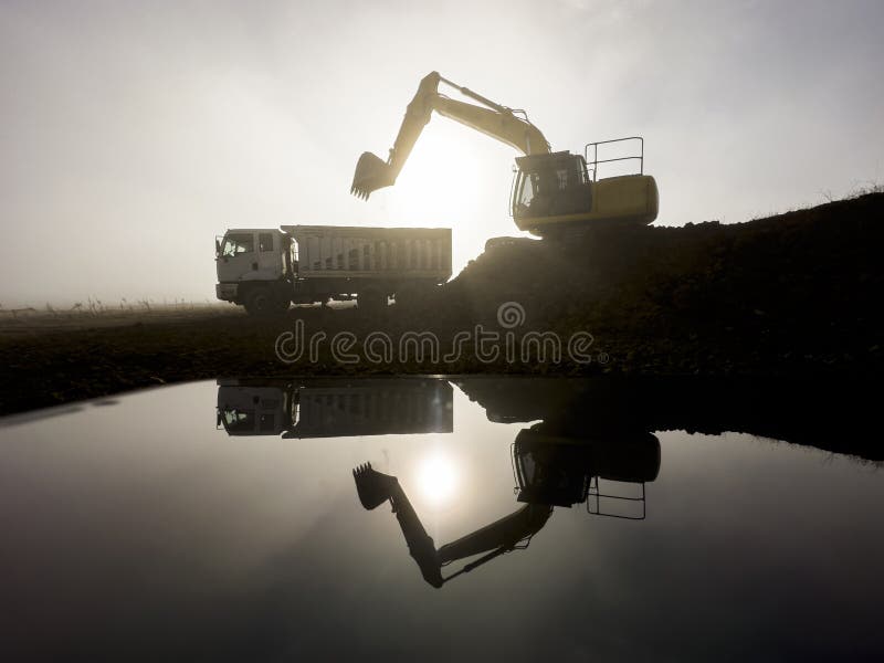 Work of Heavy Construction Machinery and Crawler Buckets and the ...