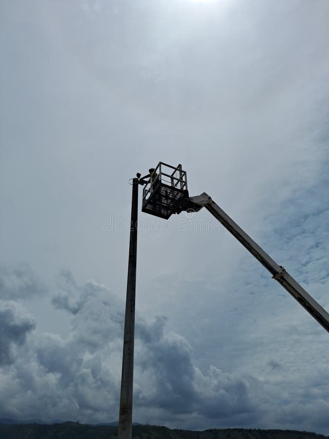 Work at Height Using Tele Handler during the Day Stock Photo - Image of ...