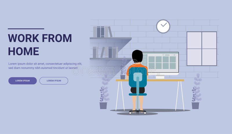 Work from Home Banner for Responsive Website Stock Vector ...