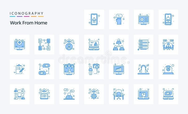 25 Work from Home Blue Icon Pack Stock Vector - Illustration of file ...