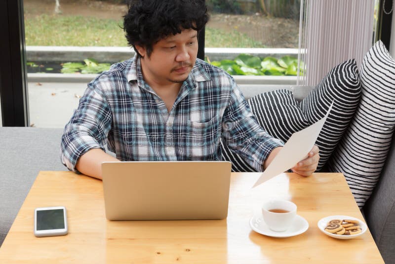 Work from Home,Businessman Working Remotely from Home. Using Computer ...