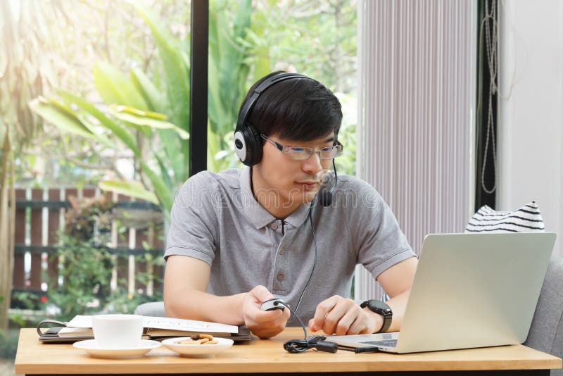 Work from Home,Businessman Working Remotely from Home. Using Computer ...