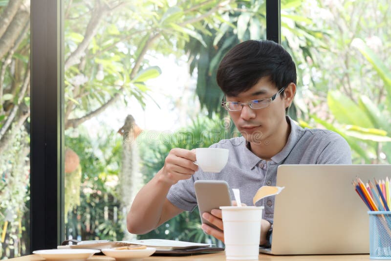 Work from Home,Businessman Working Remotely from Home. Using Computer ...