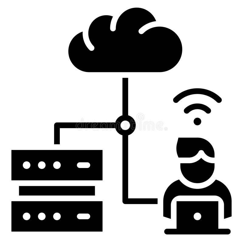 Work from Home, Cloud Server and Worker Stock Vector - Illustration of ...