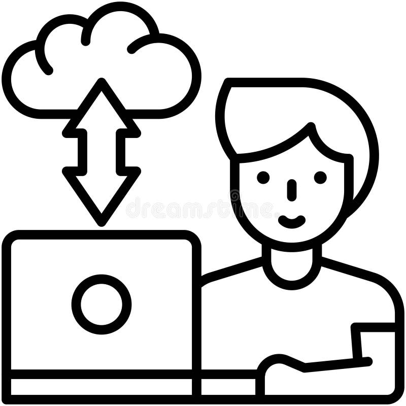 Work from Home, Cloud Storage Vector Icon Stock Vector - Illustration ...