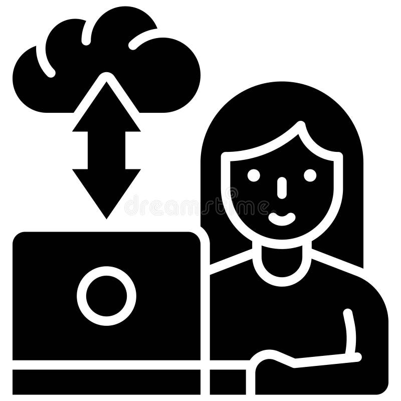 Work from Home, Cloud Storage Vector Icon Stock Vector - Illustration ...