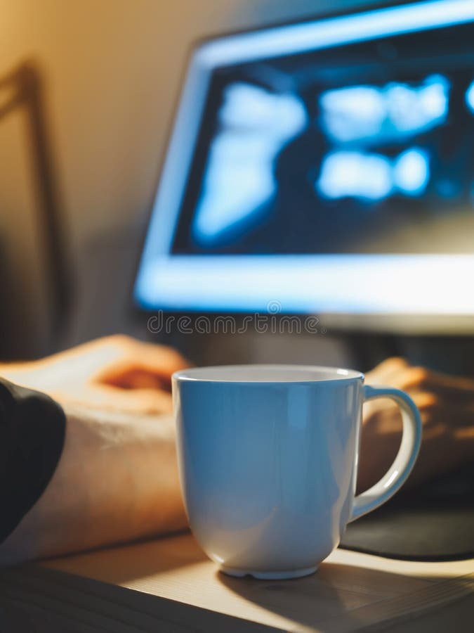 Work at Home, Coffee at Work, a Break To Cheer Up Stock Photo - Image ...