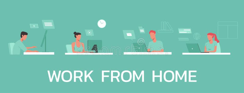 Young Businessman and Businesswoman Working from Home on Laptops ...