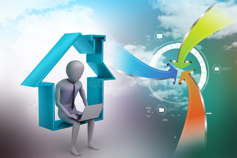 Work at home concept stock illustration. Illustration of green - 46778759