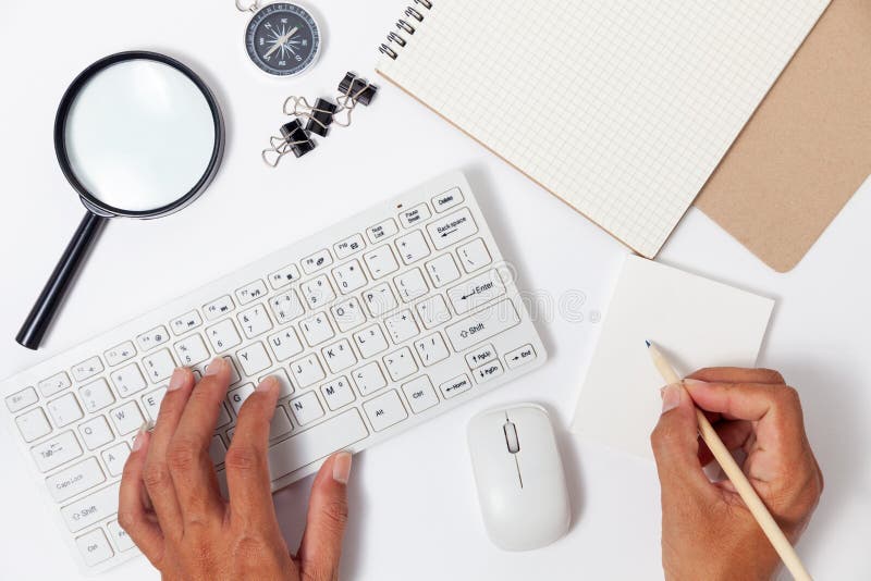 Work at Home Concept of Business Objects on Home Table Background Stock ...