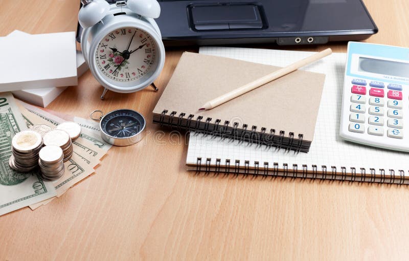 Work at Home Concept of Business Objects on Home Table Background Stock ...