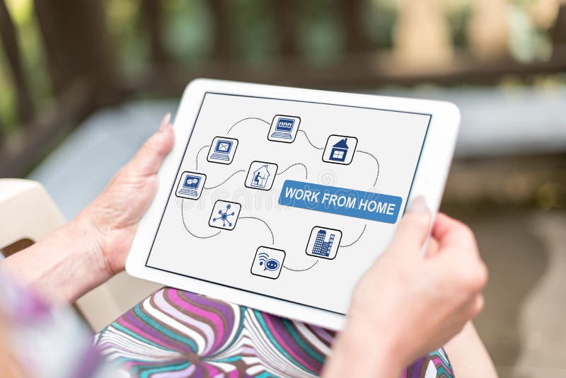 Work from Home Concept on a Tablet Stock Image - Image of telecommuting ...