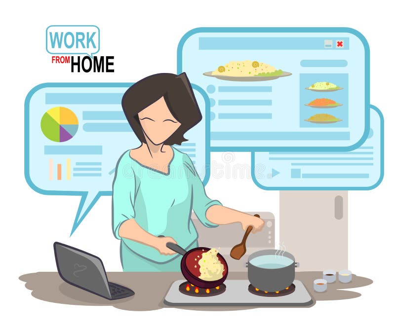 Work from home and cook stock vector. Illustration of clothing - 226294756
