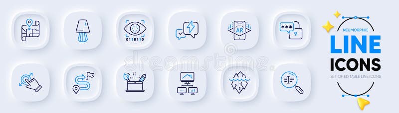Work Home, Creativity Concept and Journey Line Icons for Web App ...