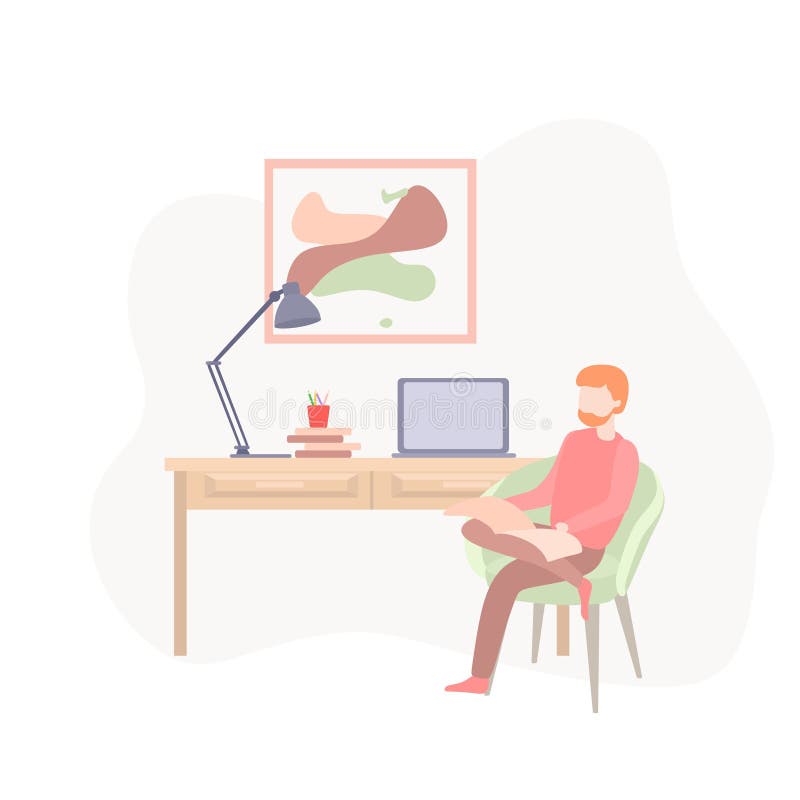 Work at Home Design Concept. Stock Vector - Illustration of design ...