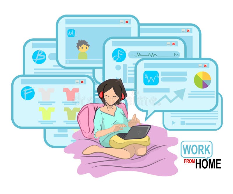 Work from home stock vector. Illustration of advertising - 226149527