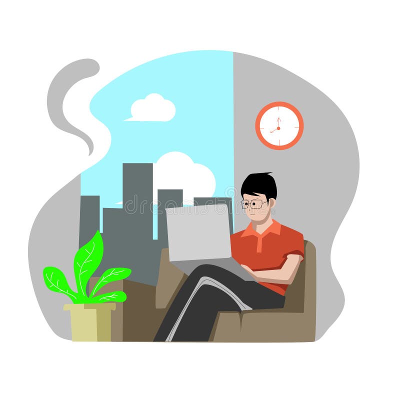 Work from home stock illustration. Illustration of desk - 21199337