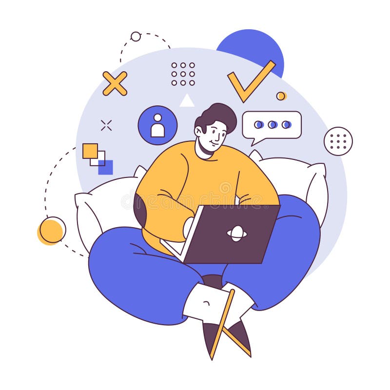 Work from Home, Freelancer Work on Laptop, Worker Stock Vector ...