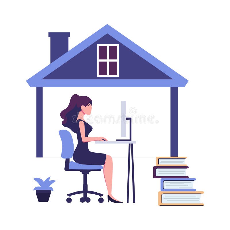 Work from Home, Freelancing Flat Style Illustration Vector Design Stock ...