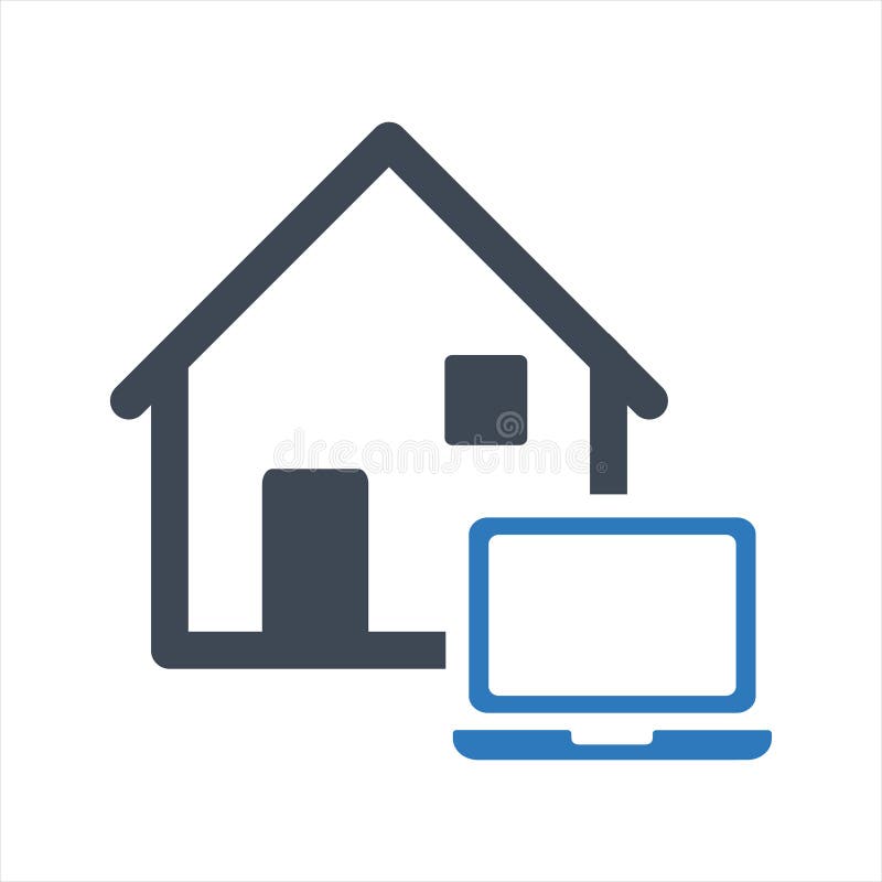 Work from Home Icon. House and Laptop Icon Stock Vector - Illustration ...
