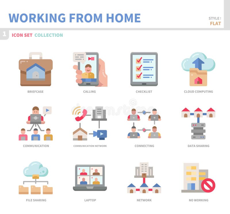 Work from home icon set editorial photo. Illustration of communication ...
