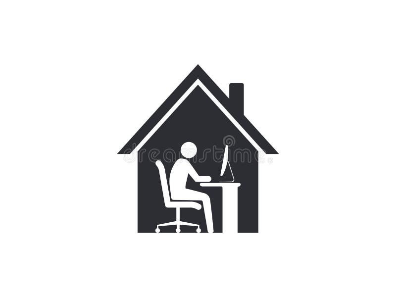 Work at Home Icon. Vector Illustration, Flat Design Stock Illustration ...
