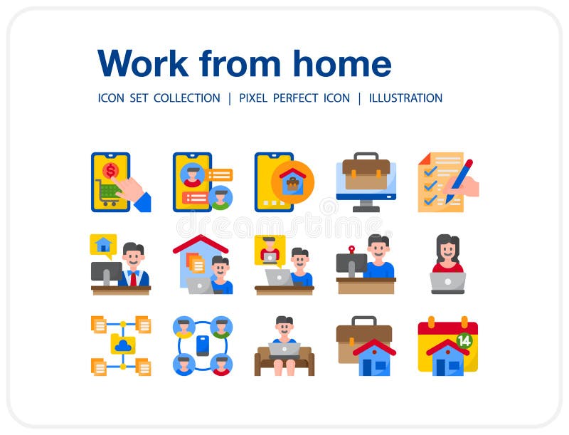 Work from Home Icons Set, Pixel Perfect Icon, Set of Icons for Web and ...